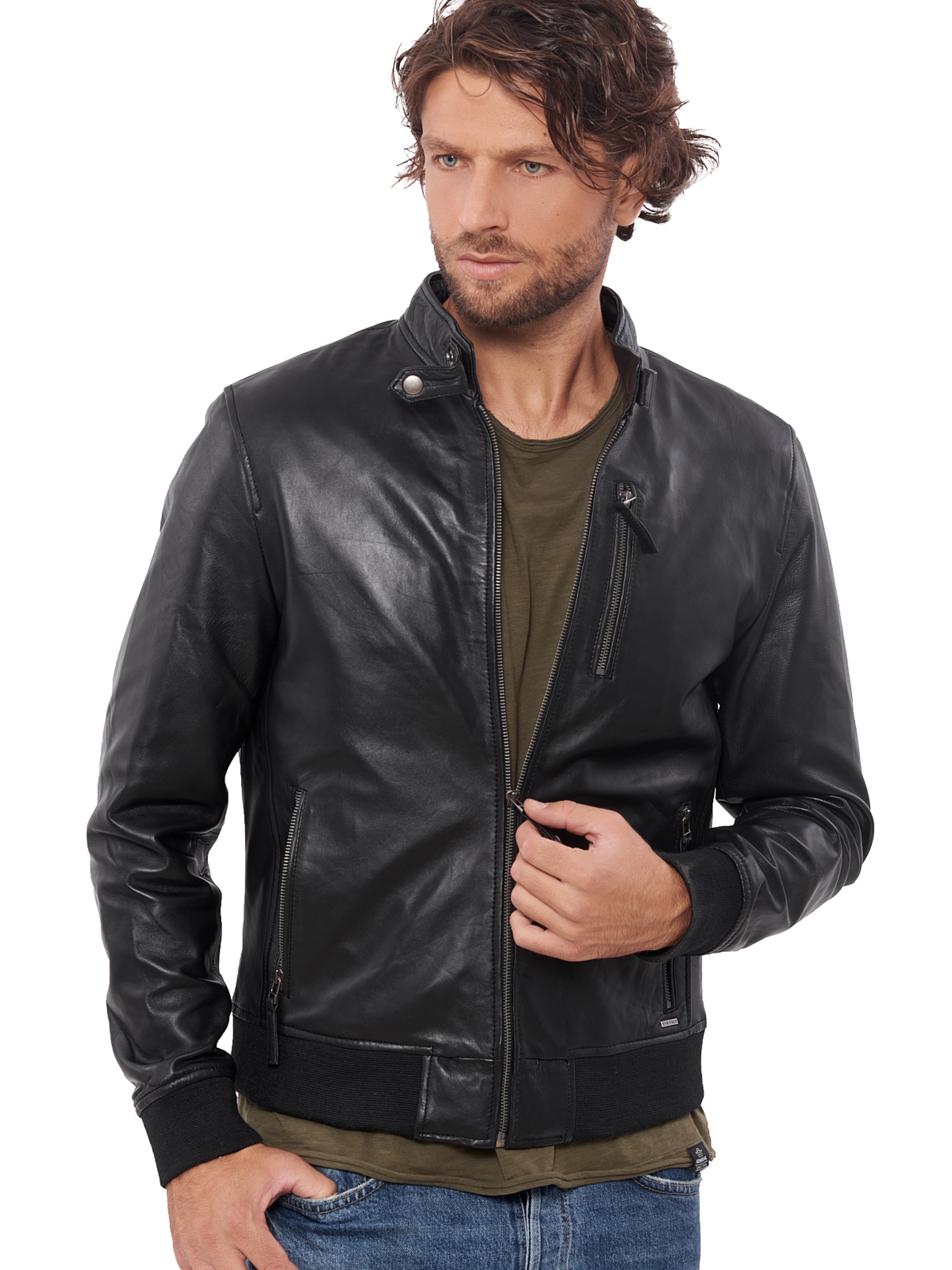ECHO SHEEP BLACK - AUTHENTIC BLACK MENS LEATHER JACKET