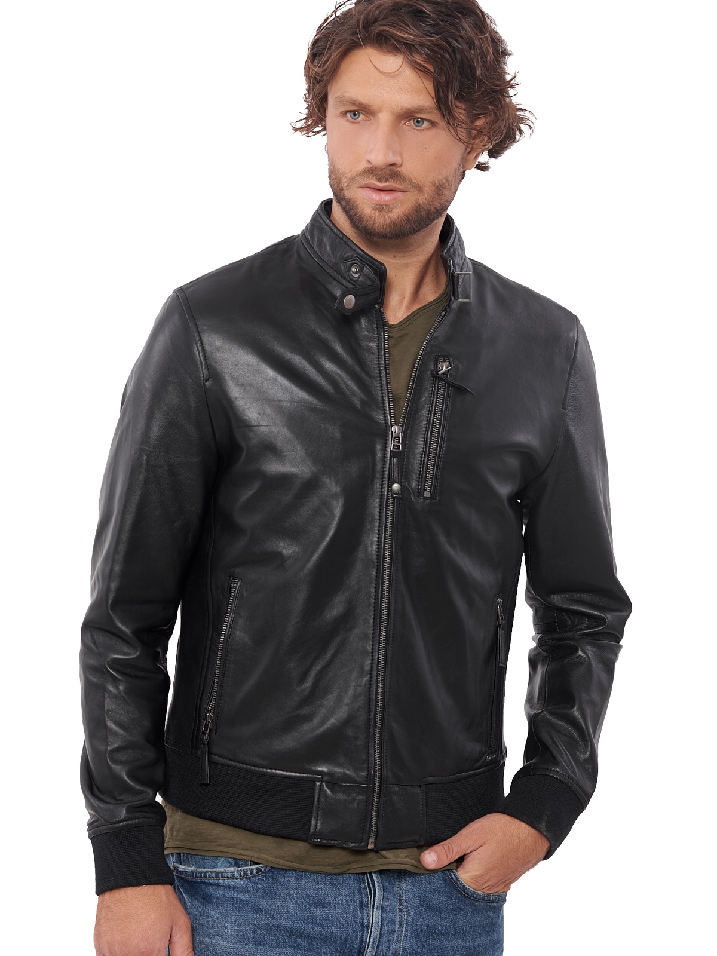 ECHO SHEEP BLACK - AUTHENTIC BLACK MENS LEATHER JACKET